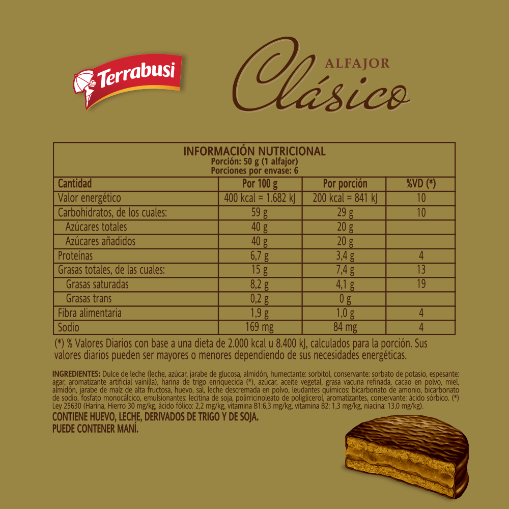 Alfajor Terrabusi Chocolate Clásico 50g - Tienda Mondelez