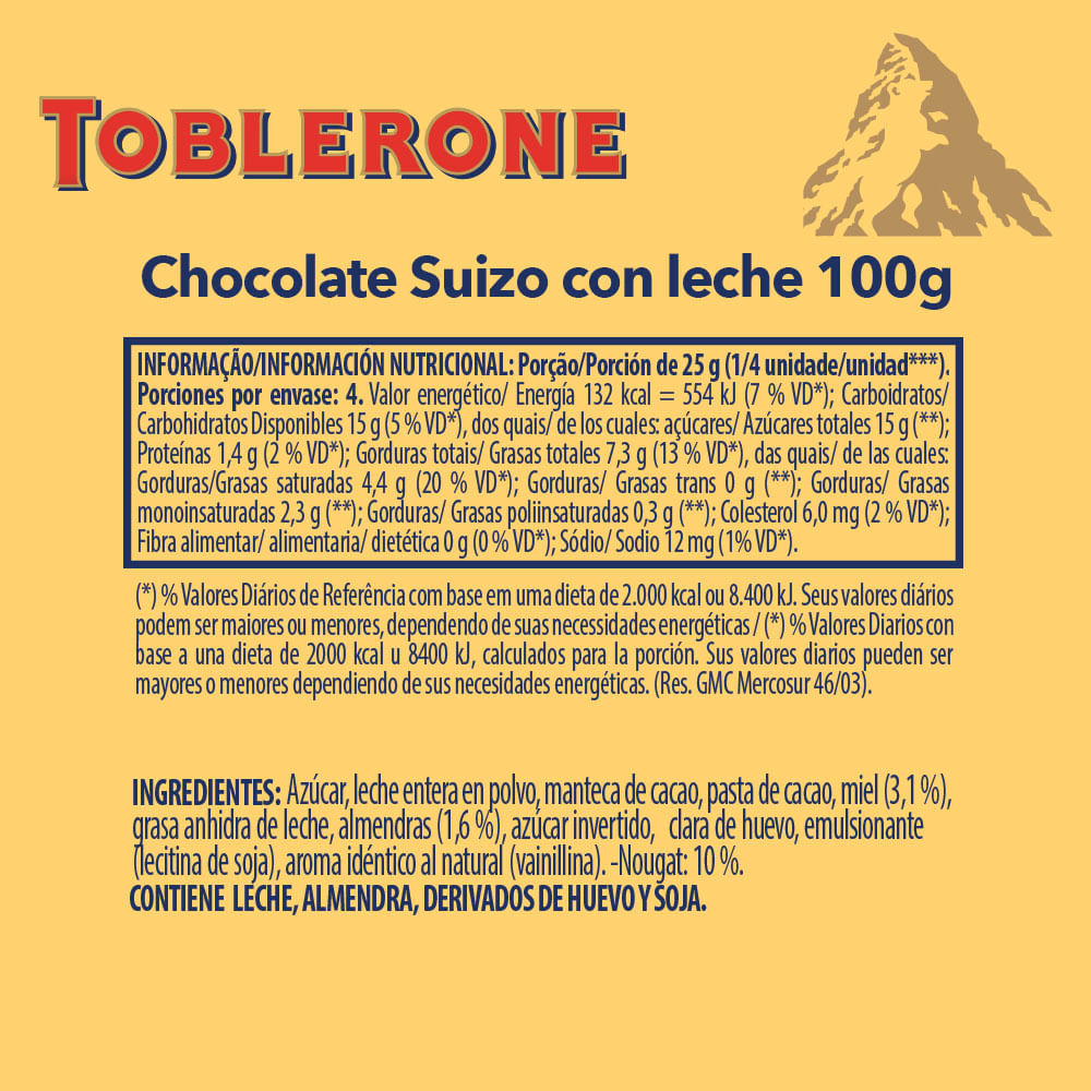 Chocolate Toblerone 100g - Tienda Mondelez