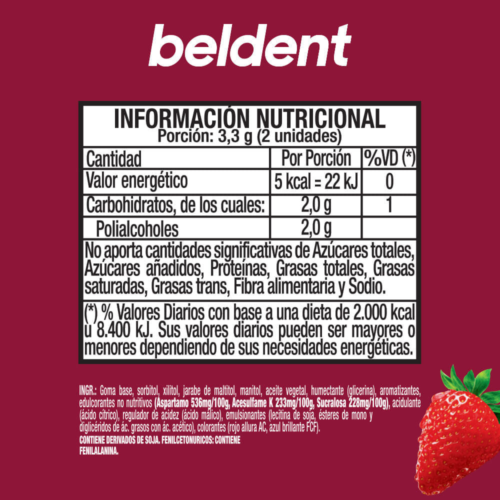 Chicles Beldent Frutilla 10g - Tienda Mondelez