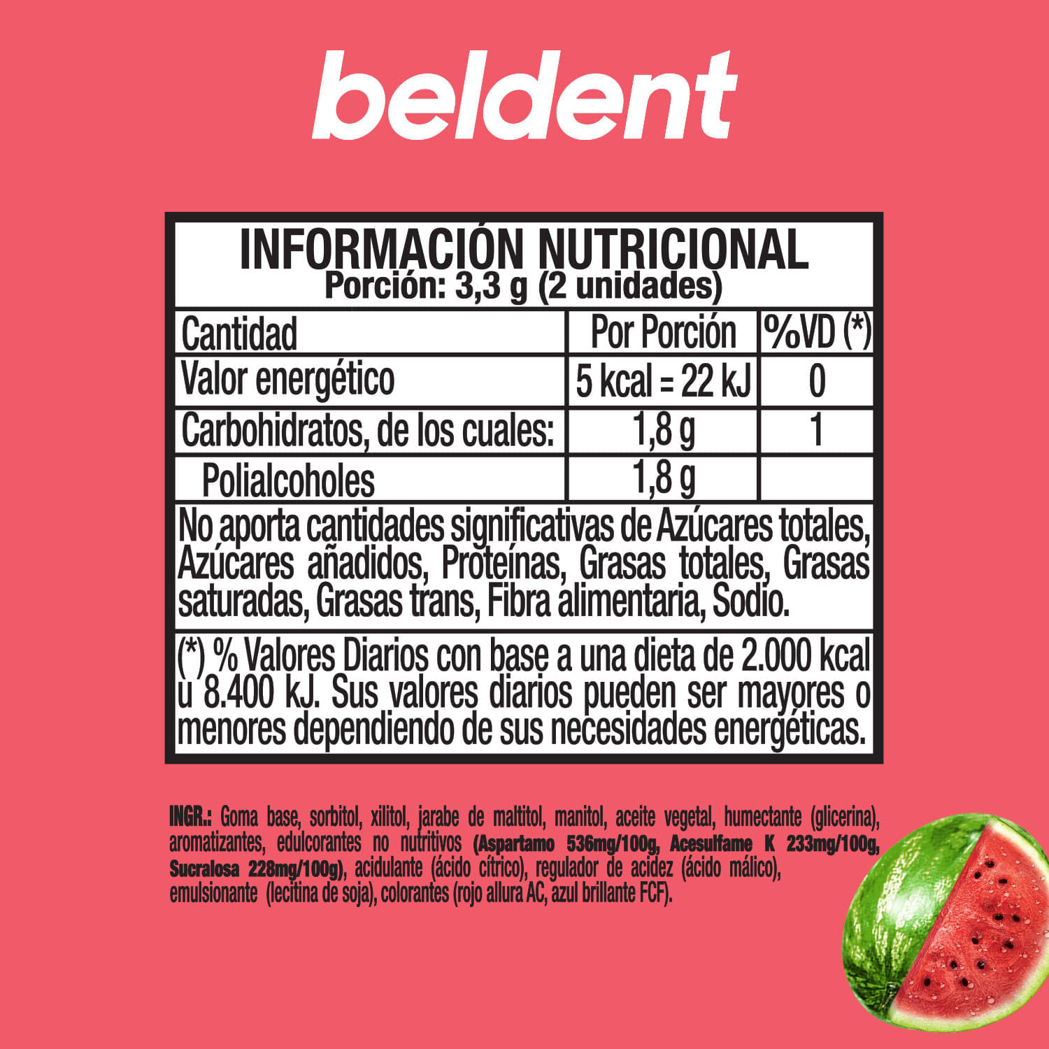 Chicles Beldent Sandia 10g - Tienda Mondelez
